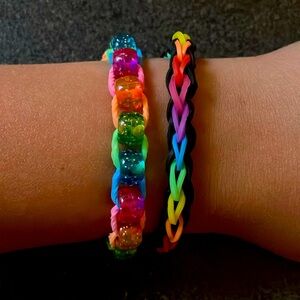 Accessories | Two Handmade Bracelets Rainbow Set Colored | Poshmark